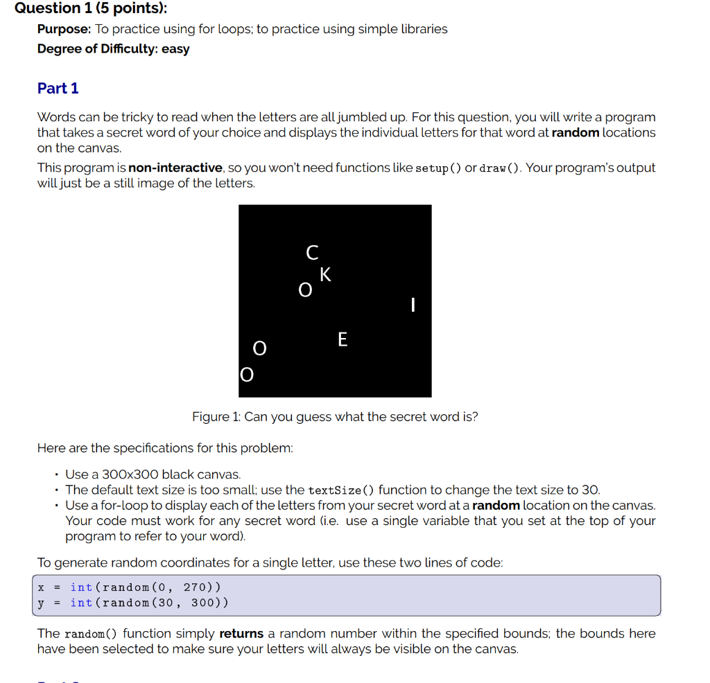 Solved Question 1 (5 points): Purpose: To practice using for | Chegg.com