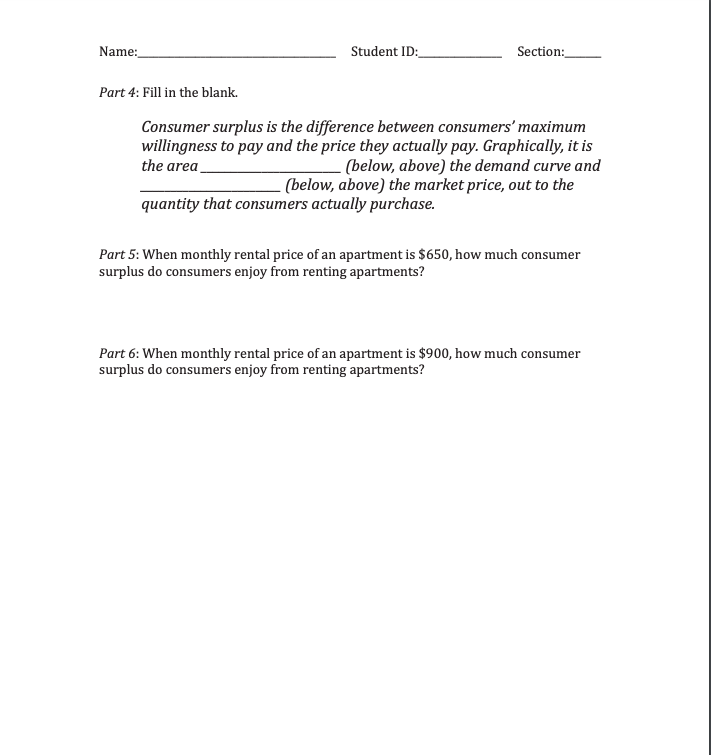 Solved SURPLUS AND EFFICIENCY WORKSHEET 1 Below, you are | Chegg.com