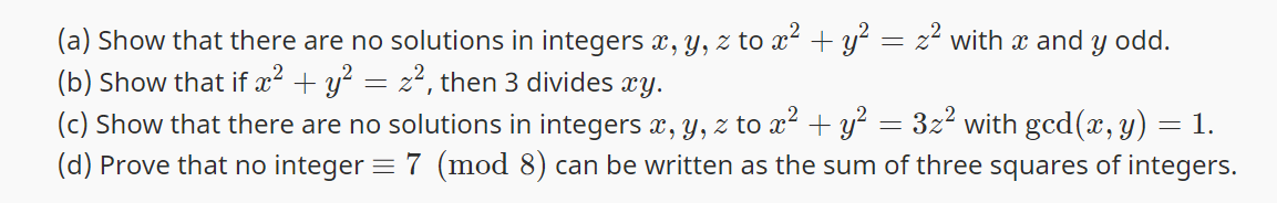 Solved (a) Show that there are no solutions in integers | Chegg.com