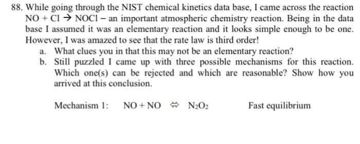 Solved 88. While going through the NIST chemical kinetics | Chegg.com