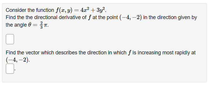 Solved Consider the function f(x,y)=4x2+3y2. Find the the | Chegg.com