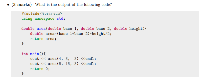 Solved (3 marks) What is the output of the following code? | Chegg.com