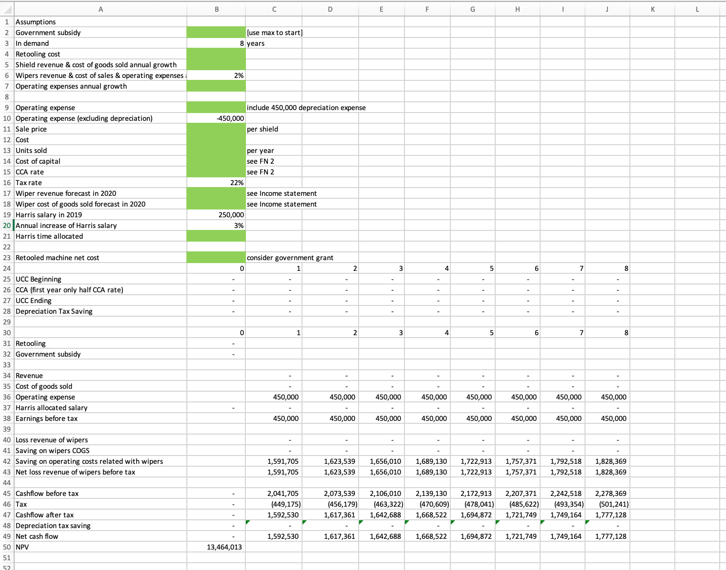 Please fill in green cells. | Chegg.com