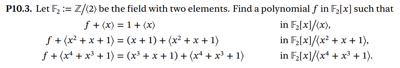 Solved P10.3. Let F2:=Z/ 2 be the field with two elements. | Chegg.com