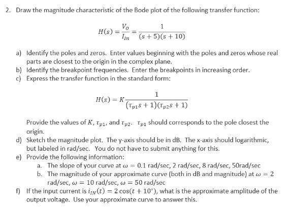 Solved 2. Draw the magnitude characteristic of the Bode plot | Chegg.com