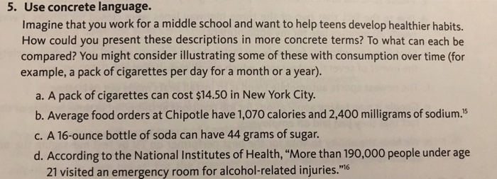 Solved 5. Use concrete language. Imagine that you work for a | Chegg.com