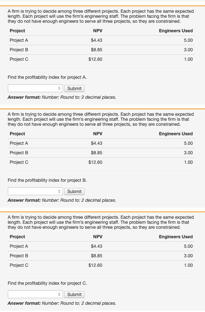 Solved A firm is trying to decide among three different | Chegg.com