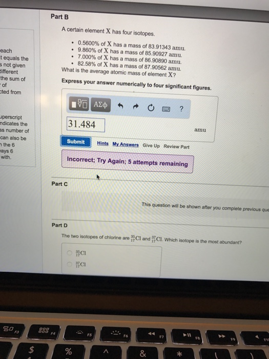 Solved A certain element X has four isotopes. 0.5600 % of X | Chegg.com