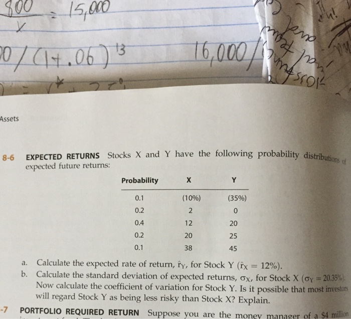 Solved Stocks X and Y have the following probability | Chegg.com