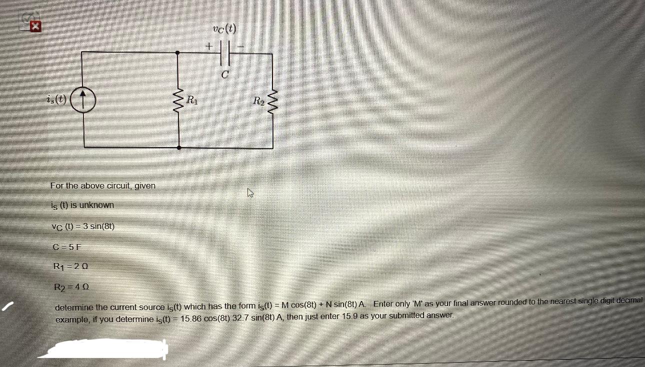 Solved C=5FR1=2ΩR2=4Ω determine the voltage across the R2 | Chegg.com
