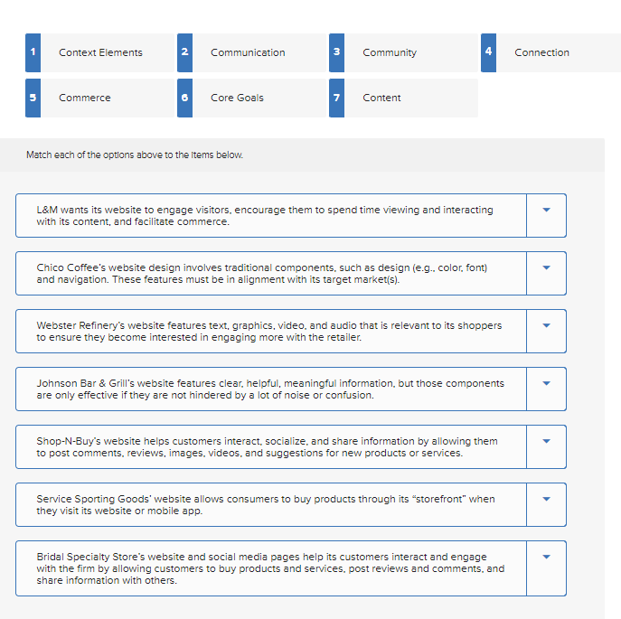 Solved Match each of the options above to the items below. | Chegg.com