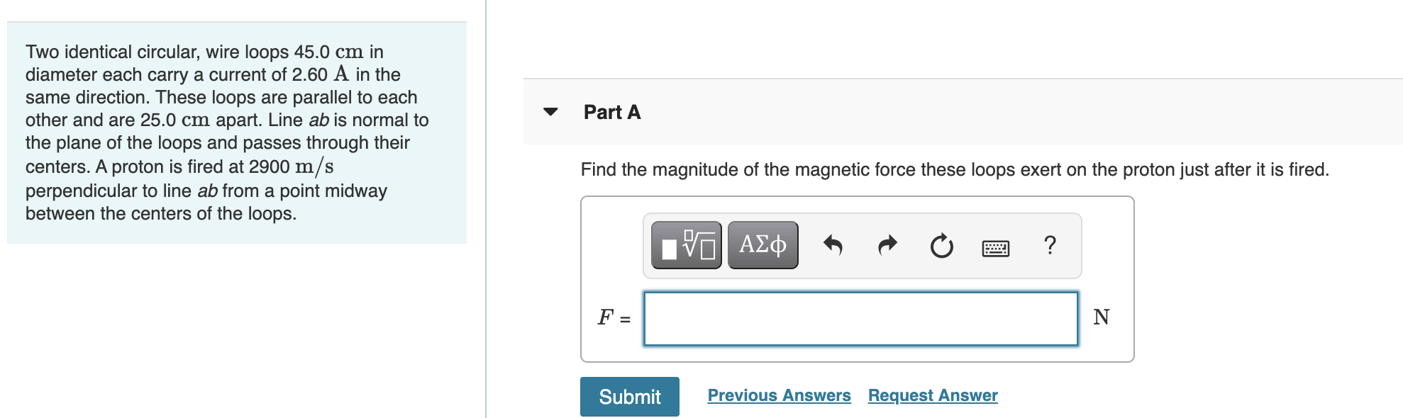 Solved Part A Two identical circular, wire loops 45.0 cm in | Chegg.com