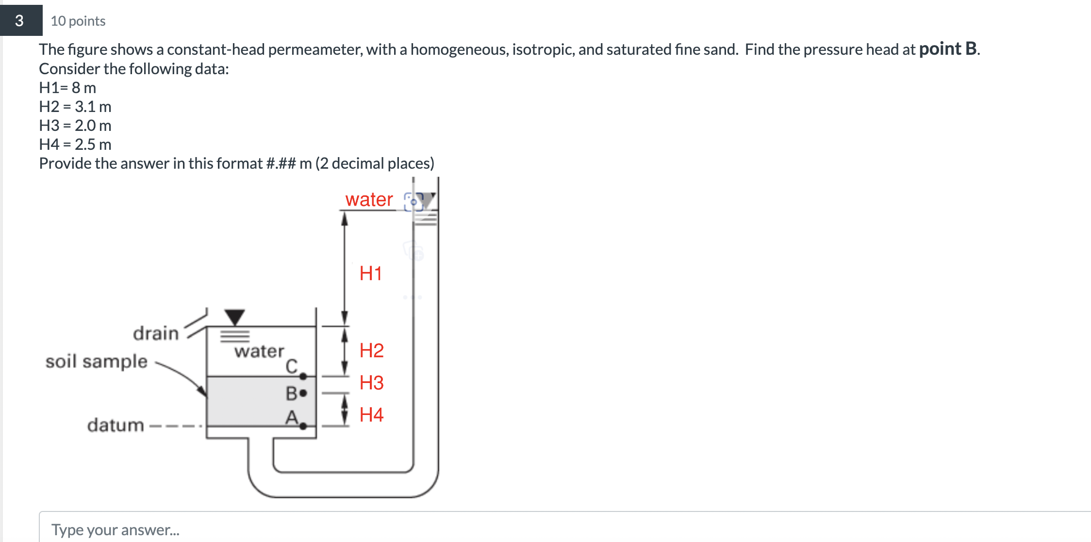 Solved The figure shows a constant-head permeameter, with a | Chegg.com