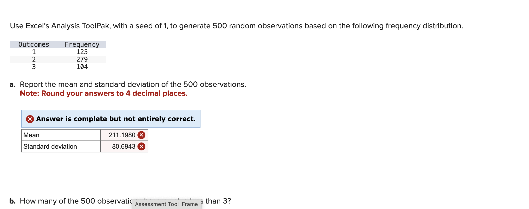 Solved Use Excel’s Analysis ToolPak, with a seed of 1, ﻿to | Chegg.com