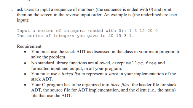 Solved Abstract Data Types (ADT) C Programming HELP | Chegg.com
