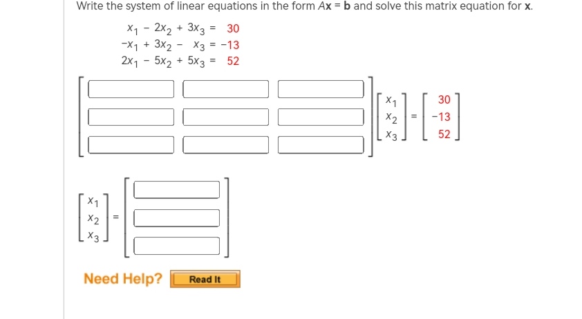 Solved Write the system of linear equations in the form Ax=b | Chegg.com