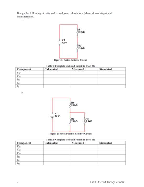 Solved Design the following circuits and record your | Chegg.com