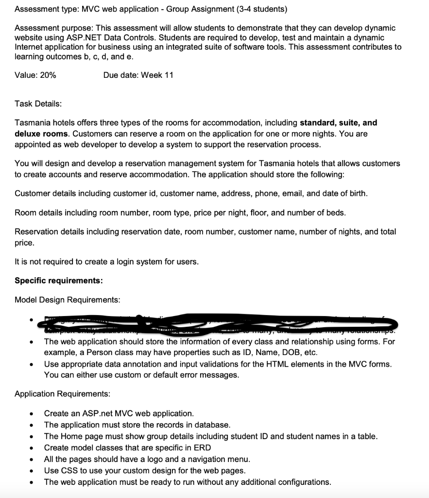 Solved Assessment type: MVC web application - Group | Chegg.com