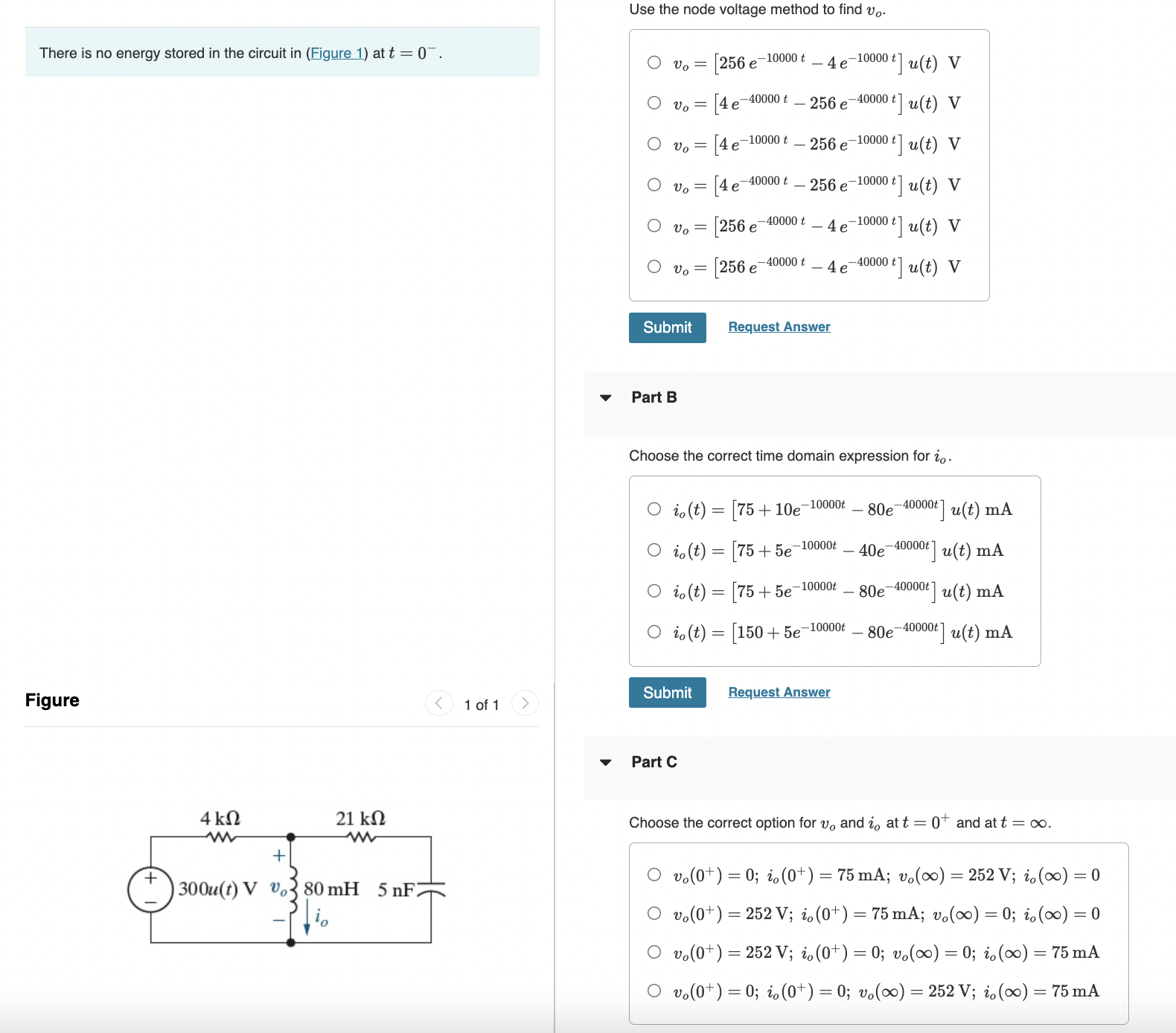 Solved There is no energy stored in the circuit in (Figure | Chegg.com
