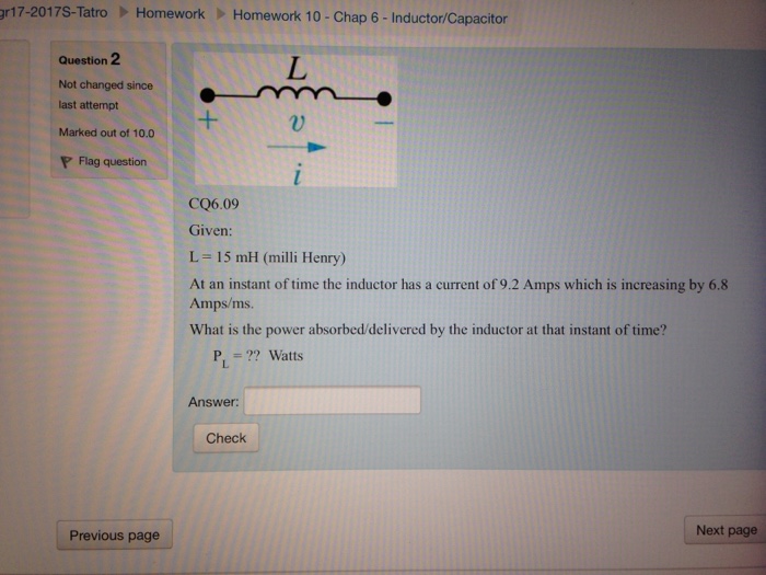 Solved Given: L = 15 mH (milli Henry) At an instant of | Chegg.com
