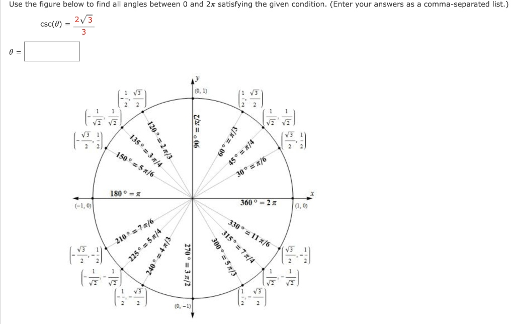 Solved csc(θ)=323 θ=csc(θ)=32373sin(θ)=7cos(θ)Solve for | Chegg.com