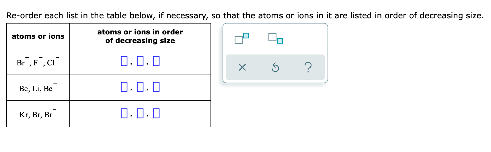 Solved Re-order each list in the table below, if necessary, | Chegg.com