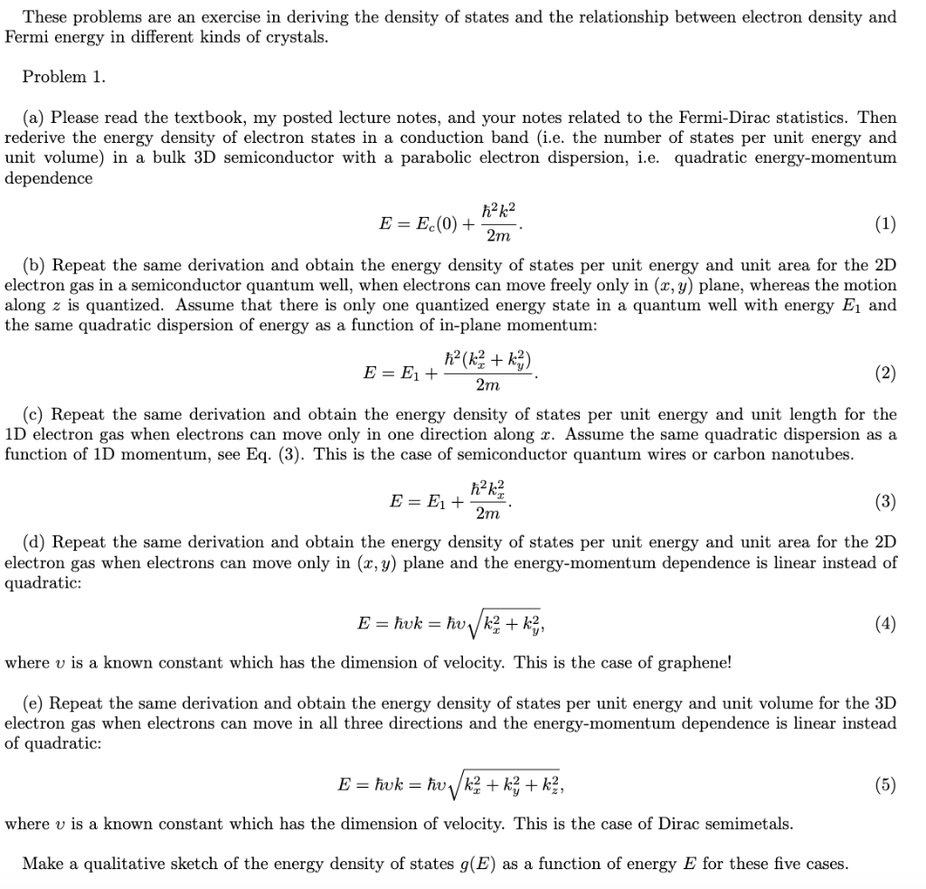 Solved These problems are an exercise in deriving the | Chegg.com