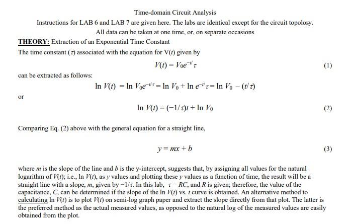Solved Time-domain Circuit Analysis Instructions for LAB 6 | Chegg.com