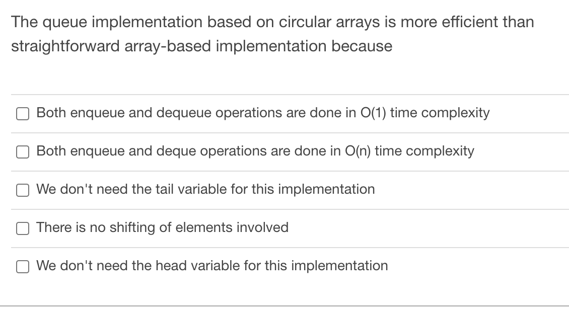 Solved The queue implementation based on circular arrays is | Chegg.com
