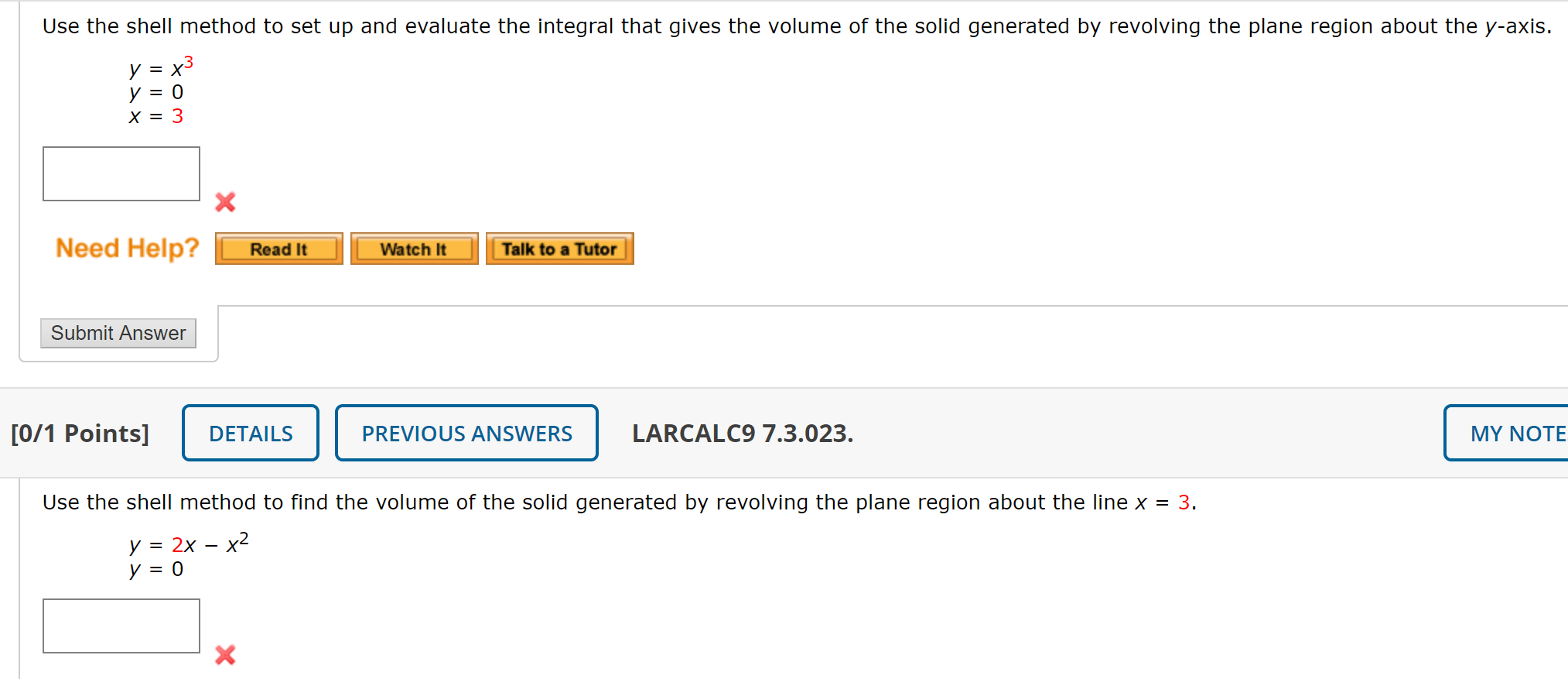 Solved Use the shell method to set up and evaluate the | Chegg.com