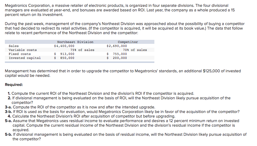 Megatronics Corporation, a massive retailer of | Chegg.com