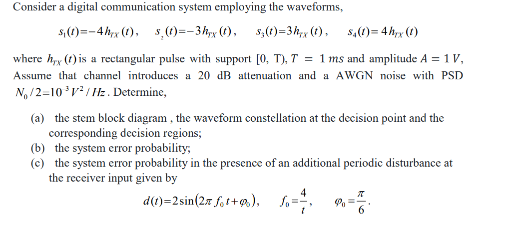 Consider a digital communication system employing the | Chegg.com