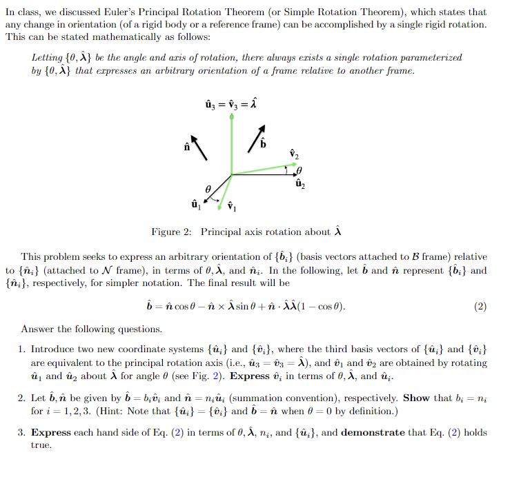 In class, we discussed Euler's Principal Rotation | Chegg.com