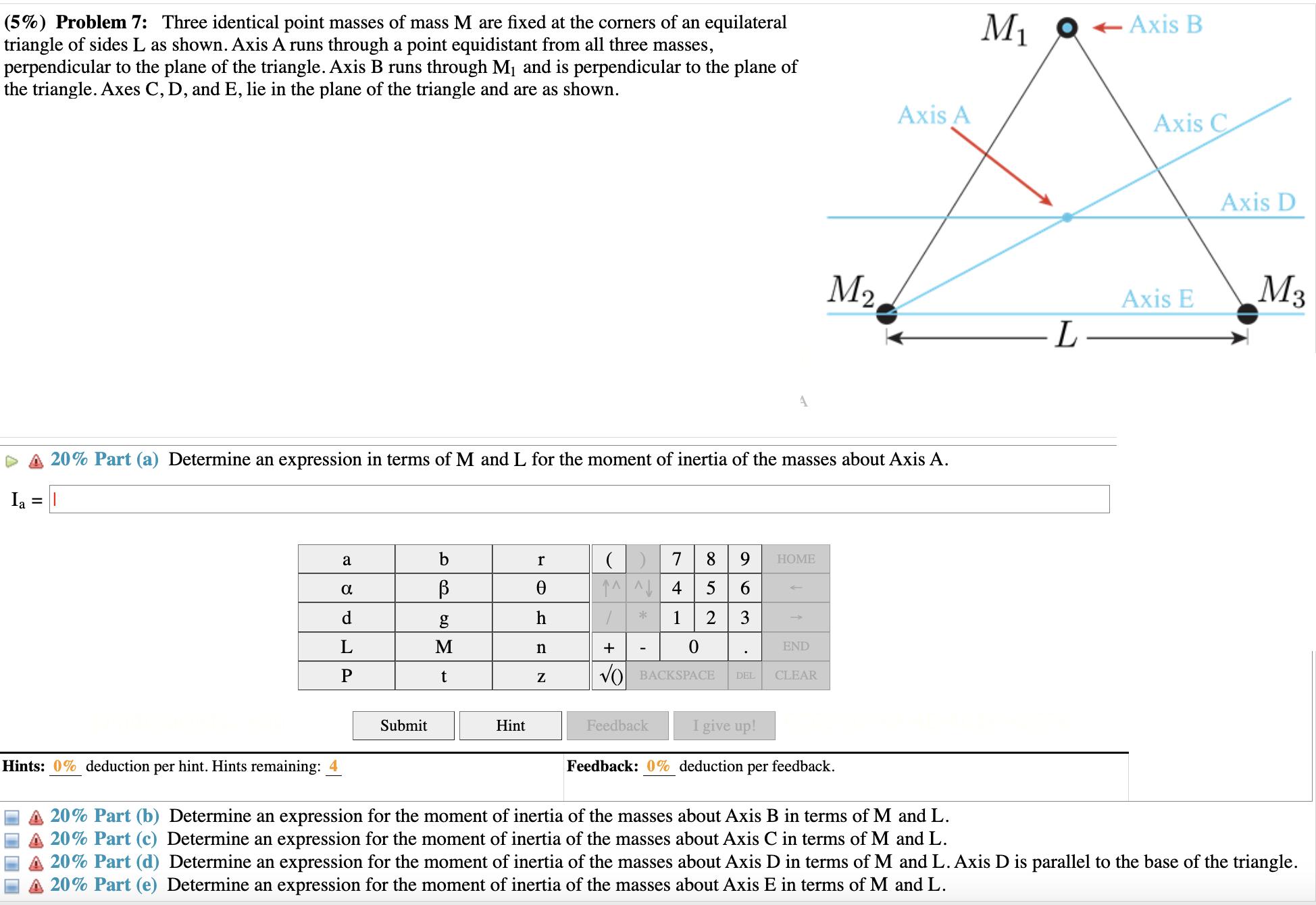 Solved 5 Problem 7 Three Identical Point Masses Of Mass