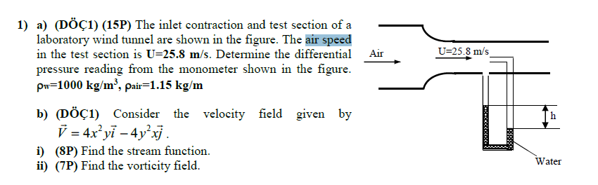 Solved 1) a) (DÖÇI) (15P) The inlet contraction and test | Chegg.com