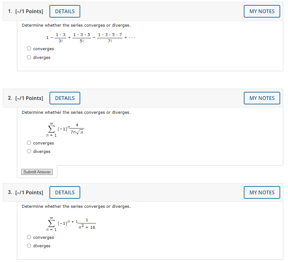 Solved Determine whether the series converges or diverges. | Chegg.com