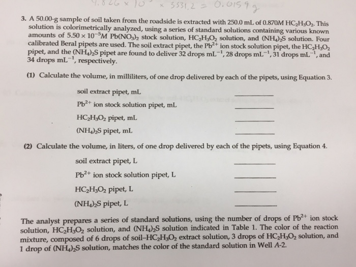 3. A 50.00-g sample of soil taken from the roadside | Chegg.com