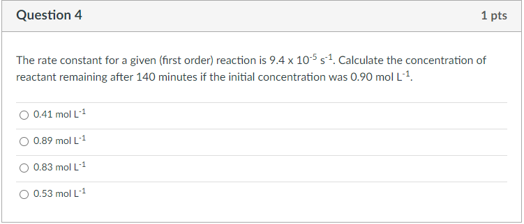 Solved Question 3 1 pts Initial rate data for the reaction: | Chegg.com