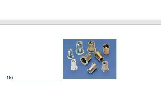 Solved 11. Identify the different types of fasteners as | Chegg.com