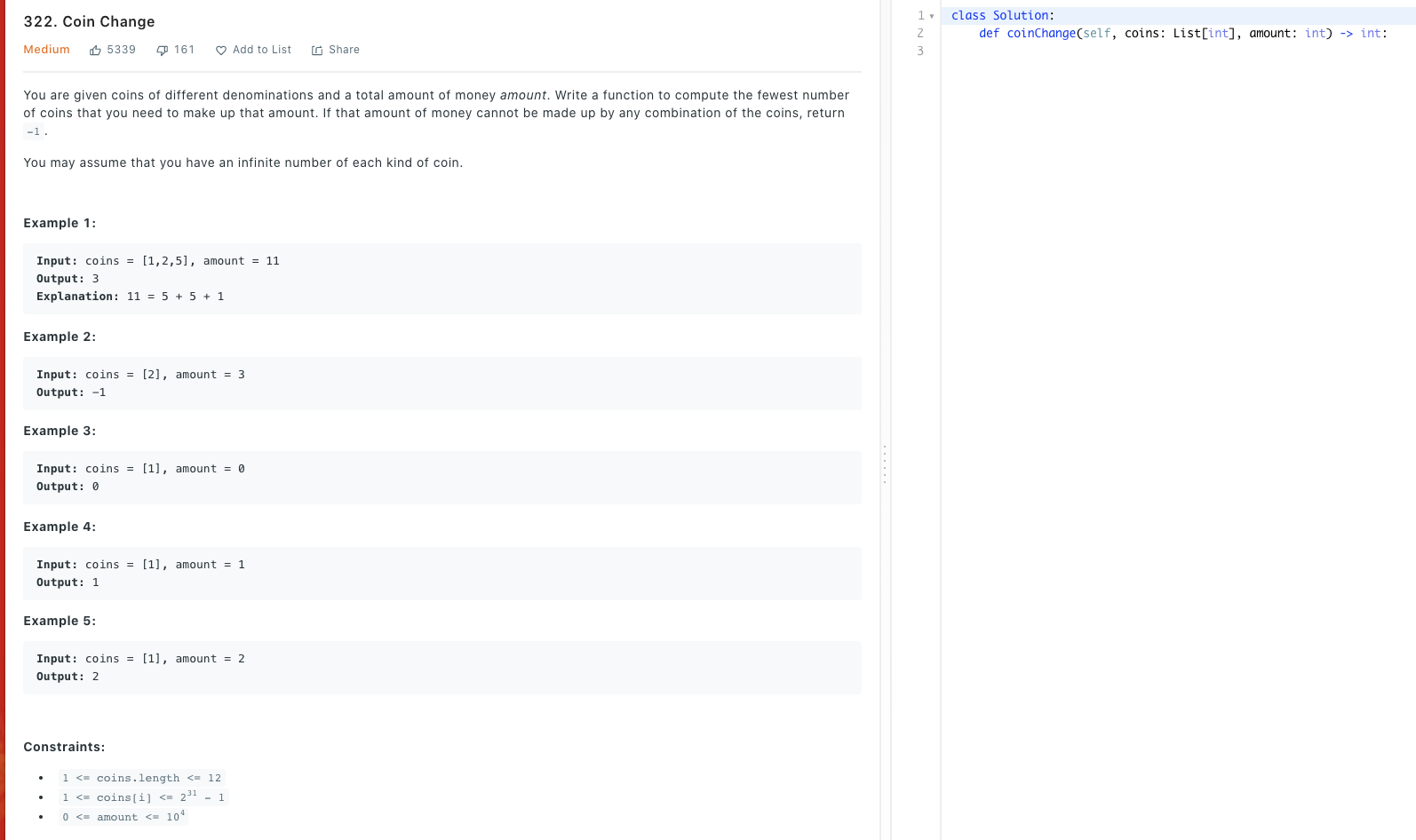 Solved 1, 322. Coin Change class Solution: def | Chegg.com