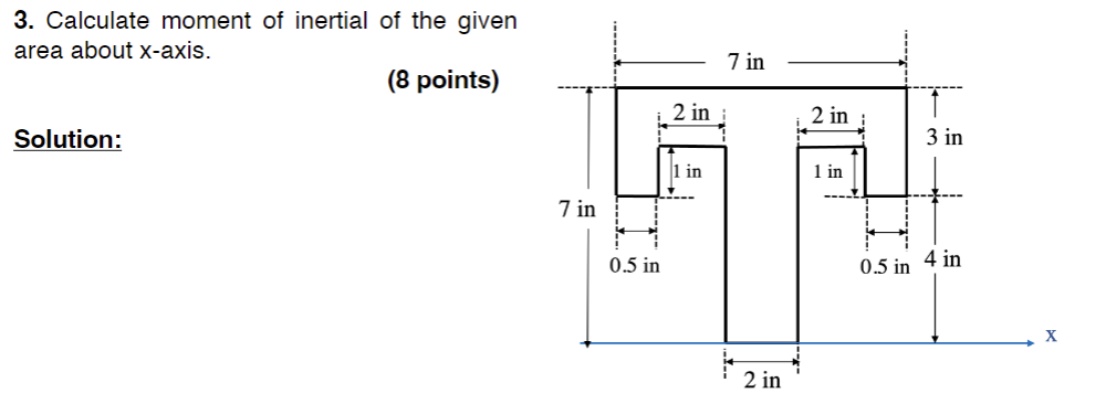 Solved 3. Calculate moment of inertial of the given area | Chegg.com