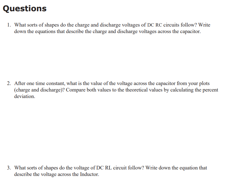 Solved RL and RC Circuits Time Constant Objective The DC | Chegg.com