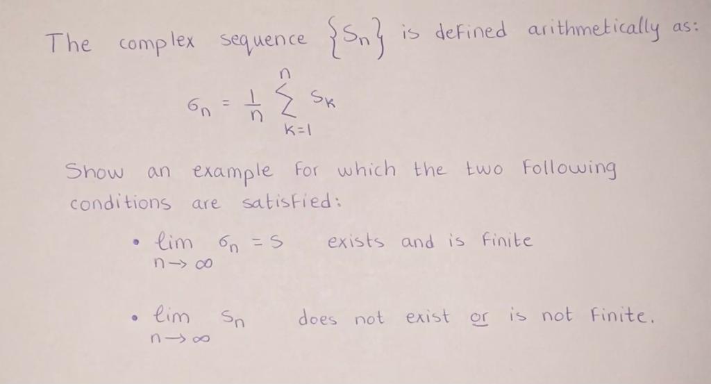 Solved The complex sequence {Sn} is defined arithmetically | Chegg.com