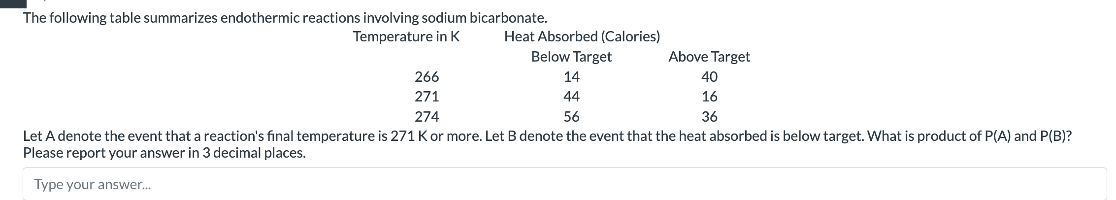 Solved The following table summarizes endothermic reactions | Chegg.com