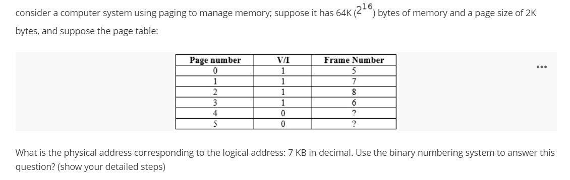 Solved consider a computer system using paging to manage | Chegg.com