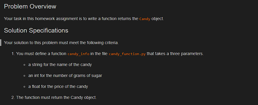 Solved I need help creating a function called candy_info | Chegg.com