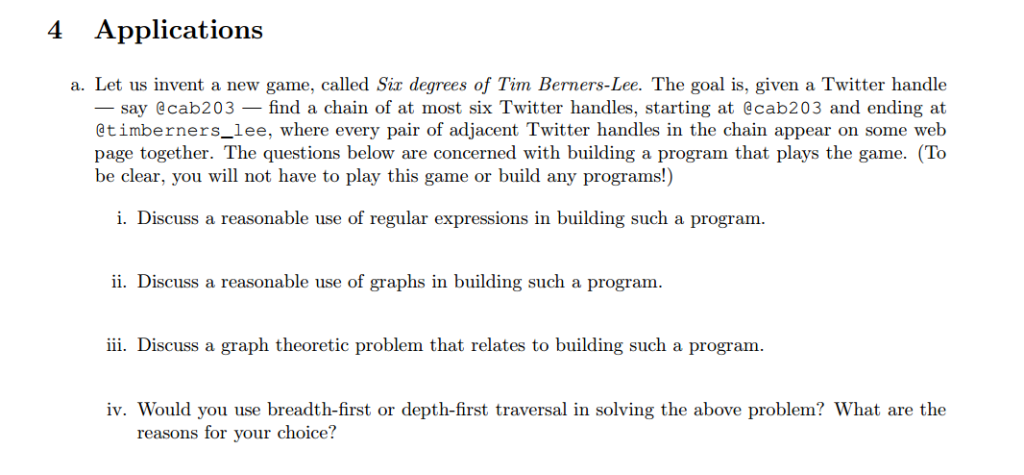 Solved 4 Applications a. Let us invent a new game, called | Chegg.com