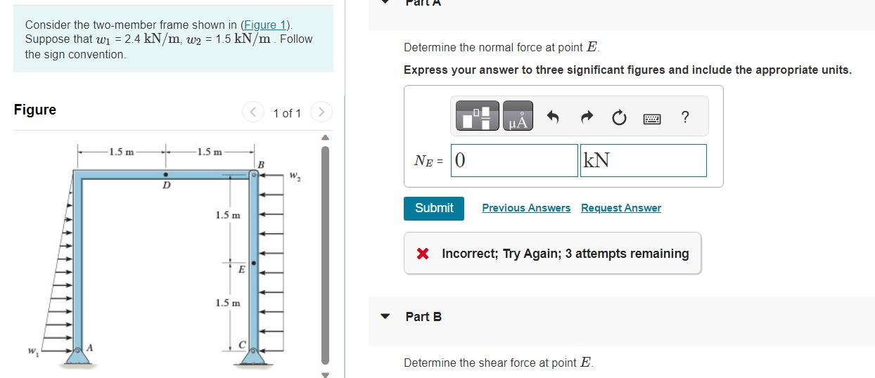 Solved Consider the two-member frame shown in (Figure 1). | Chegg.com