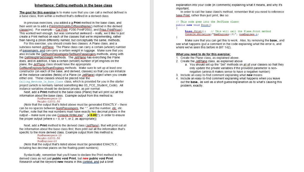 Solved Inheritance: Calling methods in the base class | Chegg.com