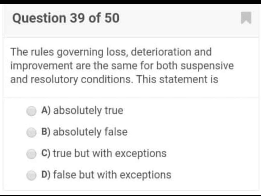 Solved Question 39 of 50 The rules governing loss, | Chegg.com
